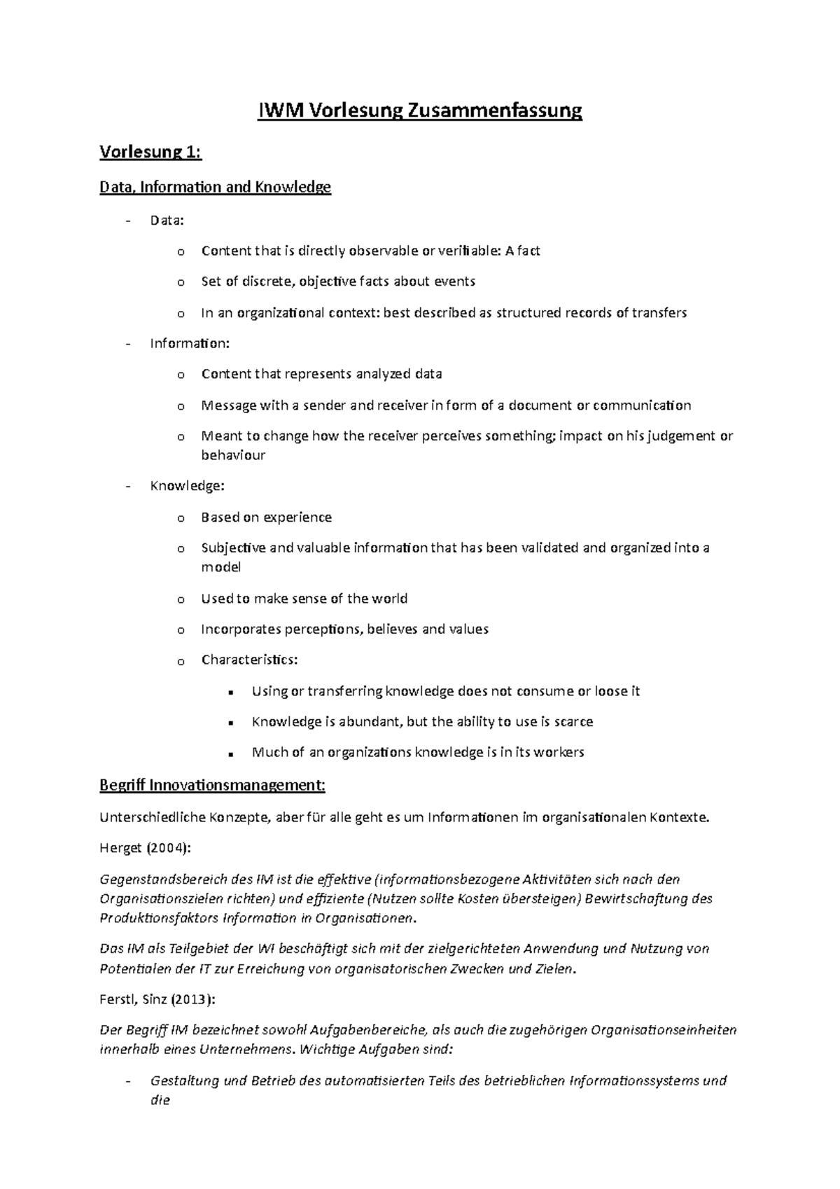 IWM Vorlesung Zusammenfassung - Warning: TT: undefined function: 32 IWM Vorlesung ...