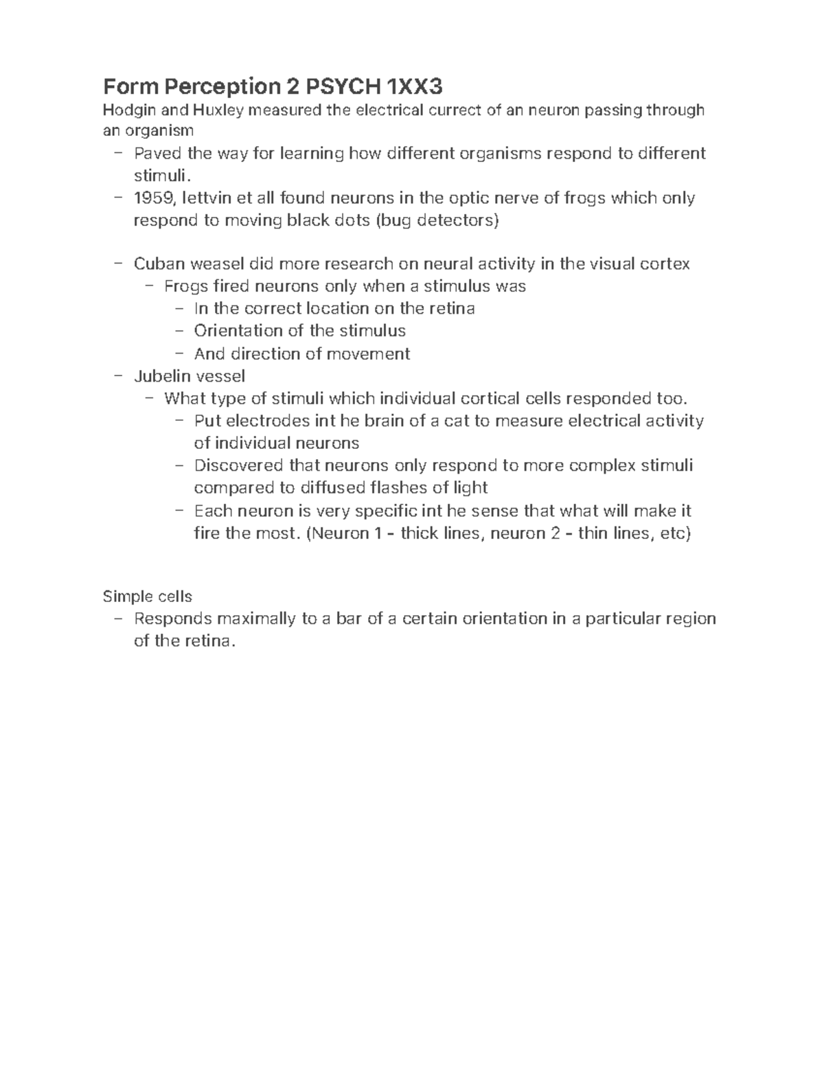 Form Perception 2 PSYCH 1XX3 - – – – – – – – – – – – – Form Perception ...