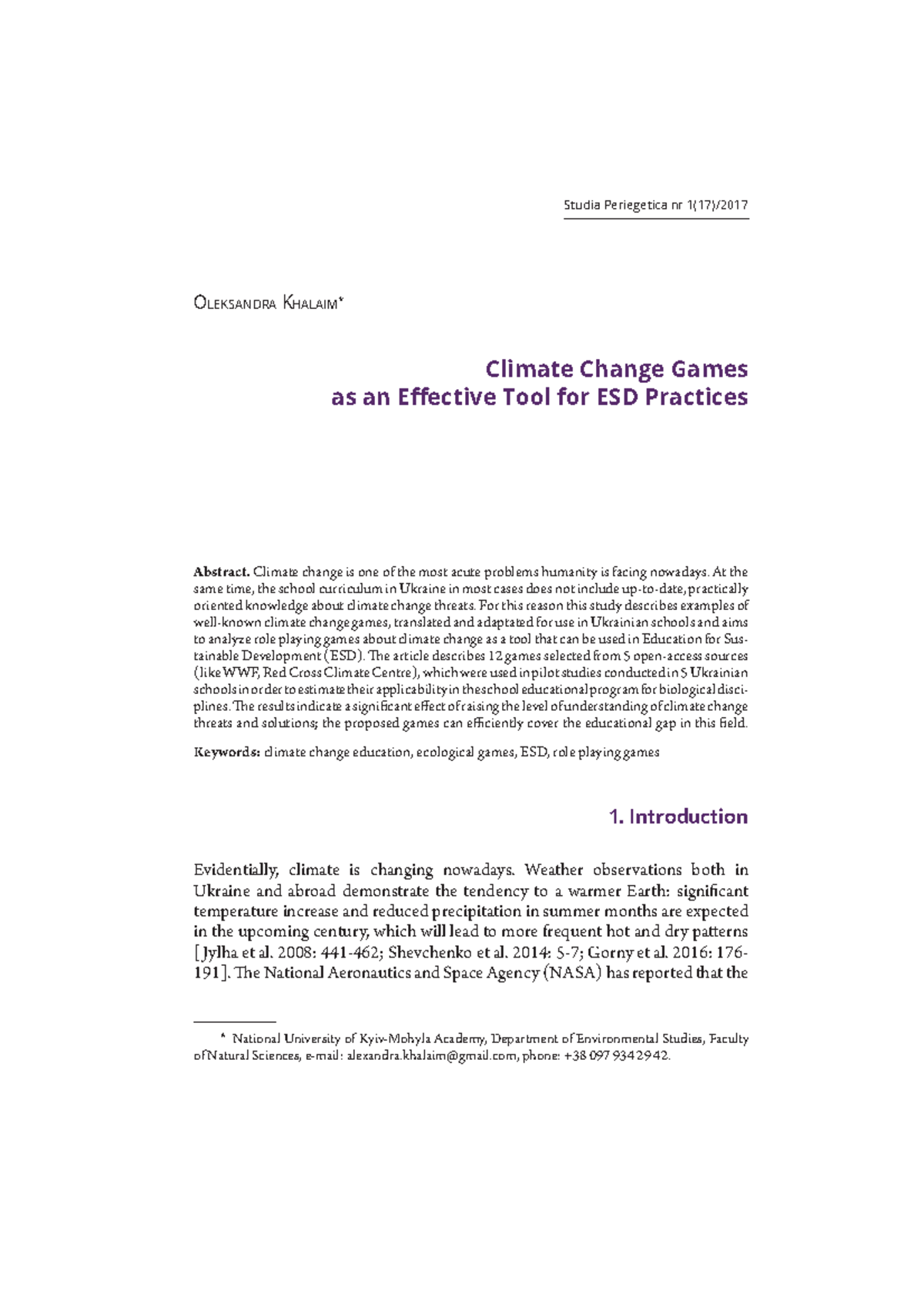 Climate Change Games as an Effectiv - Secondary education - Studocu