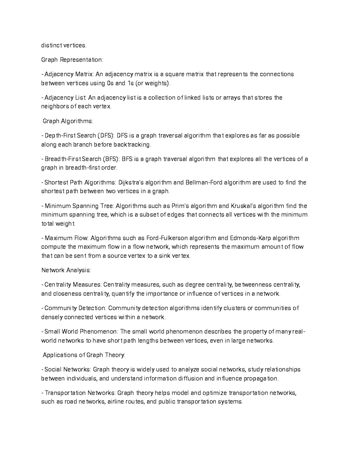Integrated Math-11 - Notes - distinct vertices. Graph Representation ...