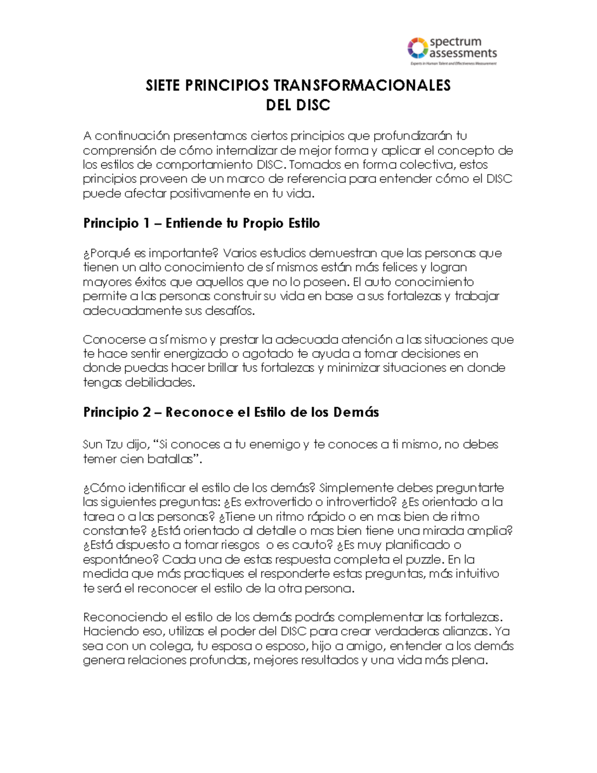 7 principios disc - SIETE PRINCIPIOS TRANSFORMACIONALES DEL DISC A ...