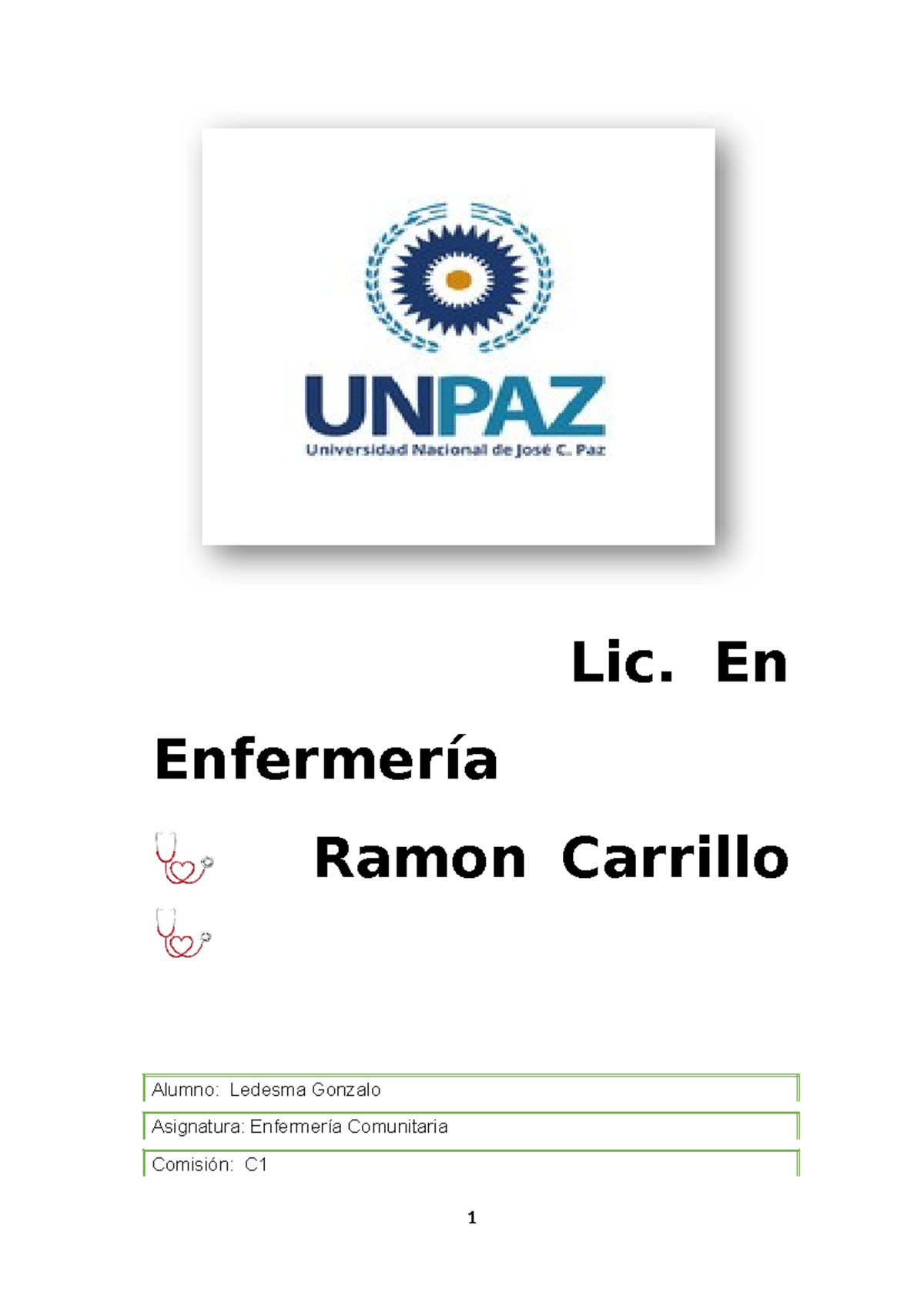 TP final Ramon Carrillo ZALO Ledesma - Lic. En Enfermería Ramon ...