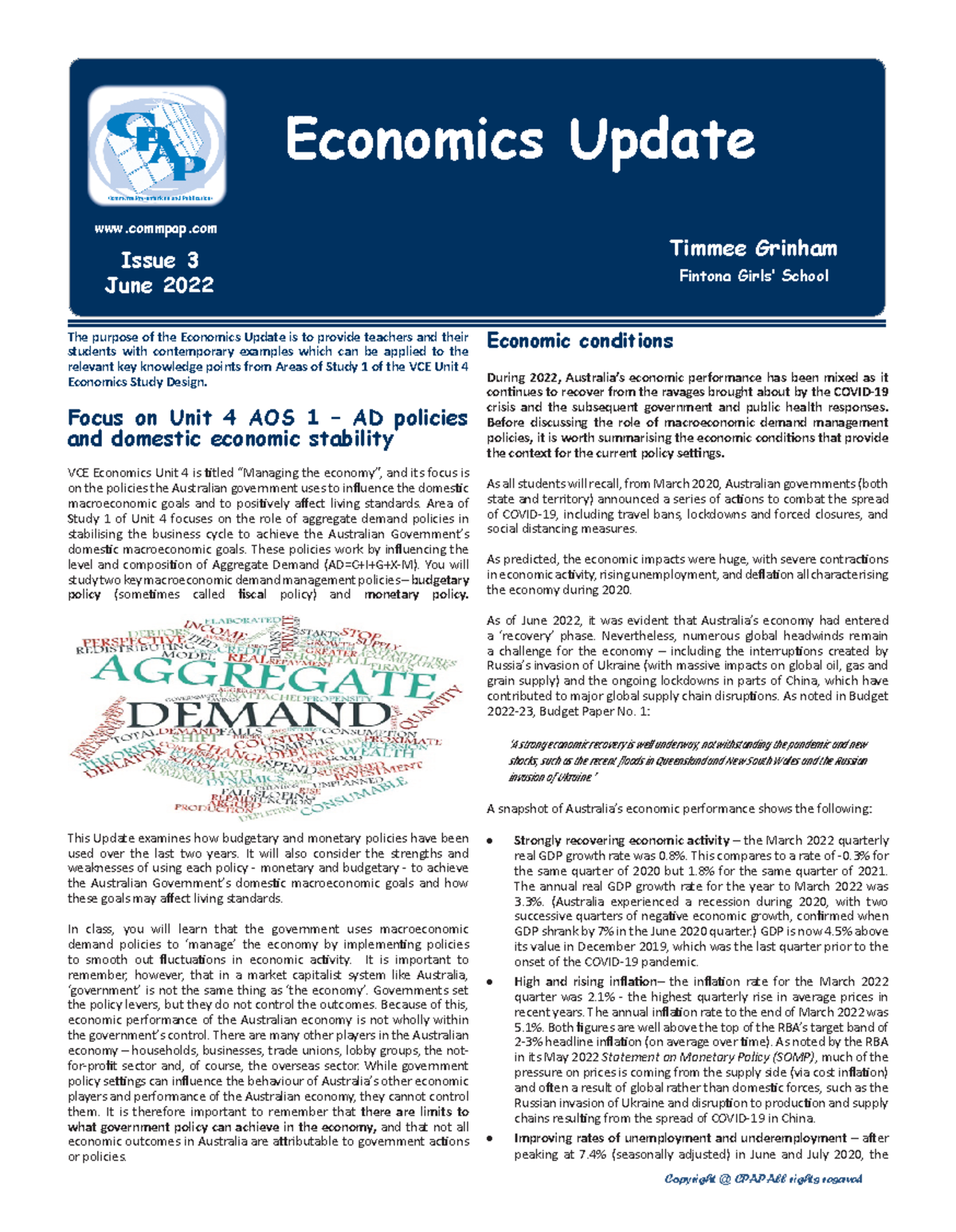 CPAP Update 3 Economics 2022 - Economics Update Timmee Grinham Fintona ...