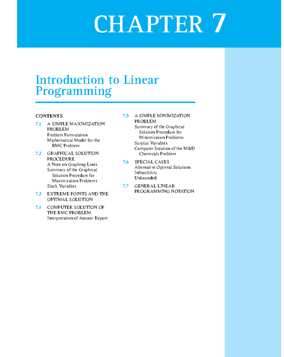 273-331 CHƯƠNG 7 - Introduction to Linear Programming CONTENTS 7 A SIMPLE MAXIMIZATION PROBLEM ...