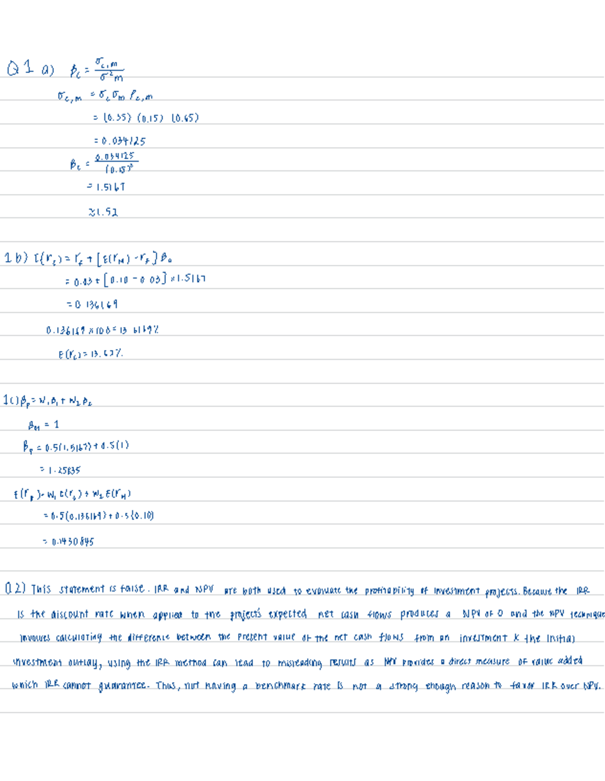 Exam Buddy 3 - Q 1 a) B = m Oc , m = OcOm Pc , m = (0. 35) (0 . 15) (0 ...