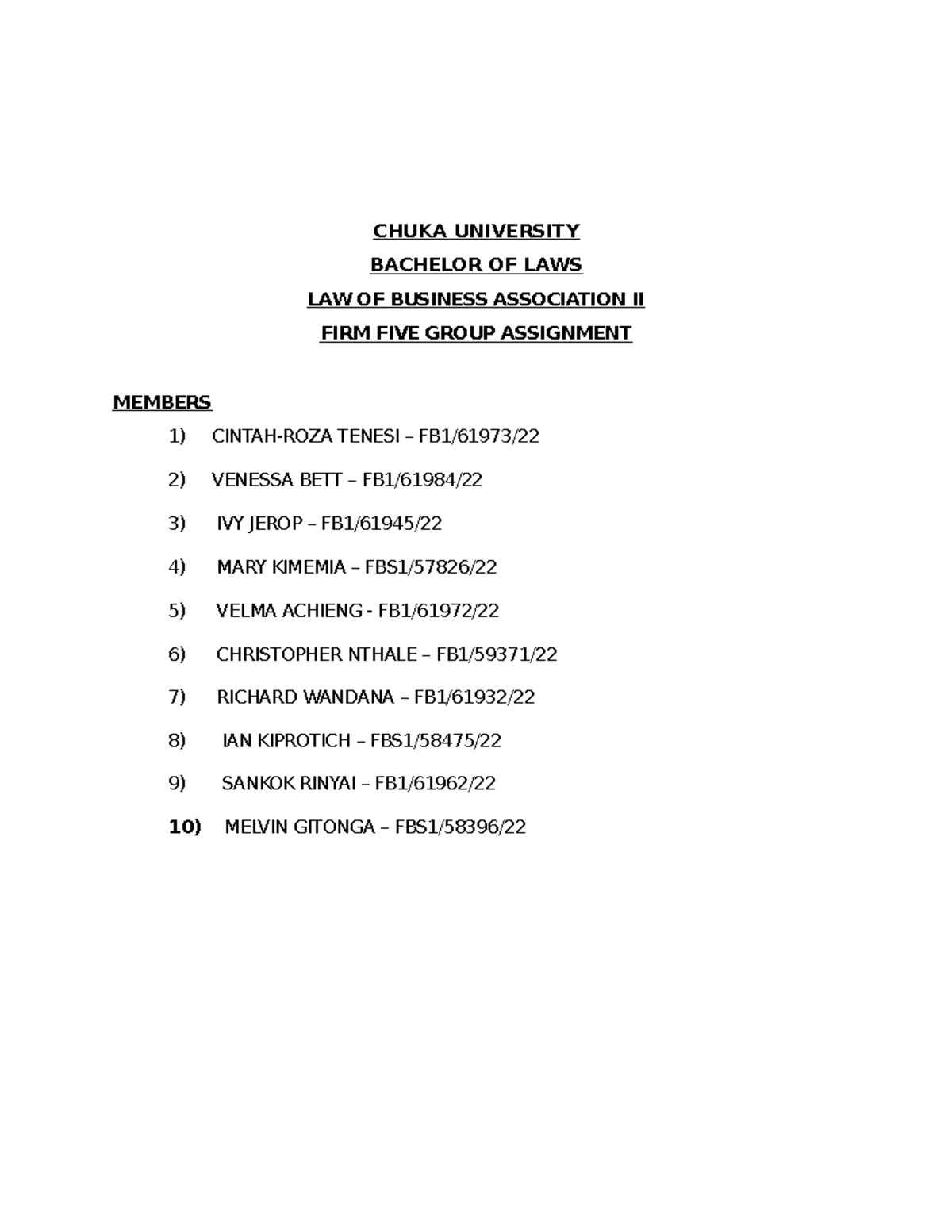 Charges - Law lessons - CHUKA UNIVERSITY BACHELOR OF LAWS LAW OF ...