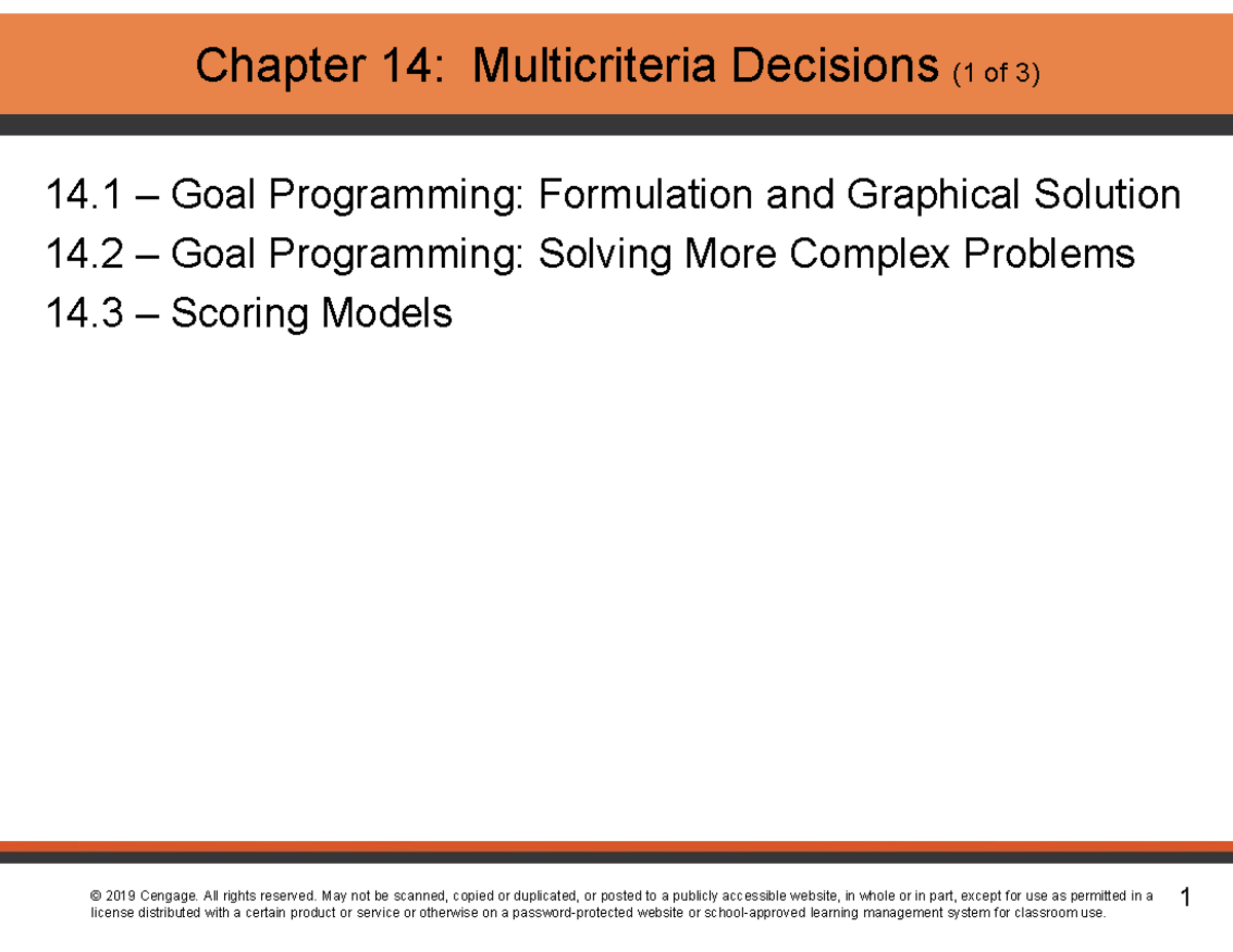 Lecture 06 ch14 adms 3120 - Chapter 14: Multicriteria Decisions (1 of 3 ...