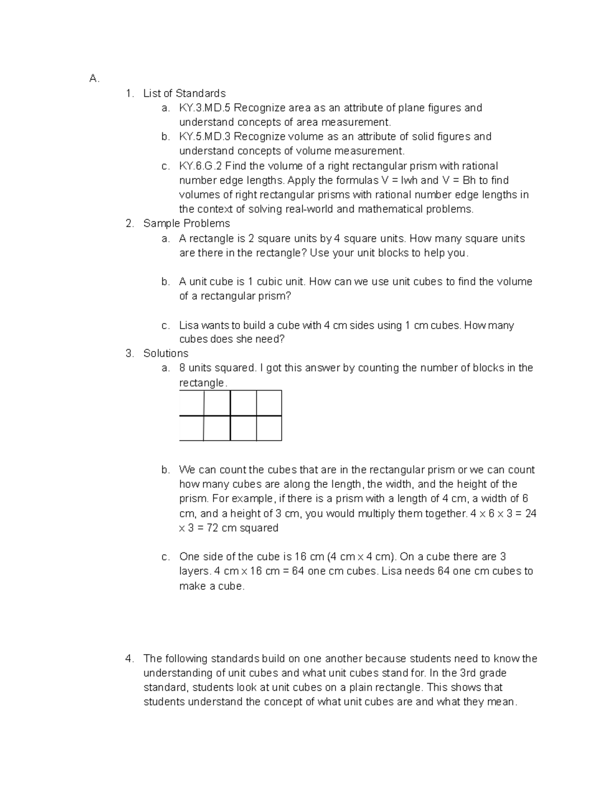 AVA 2 WGU Task 2 Geometry and Statistics - A. List of Standards a. KY.3 ...