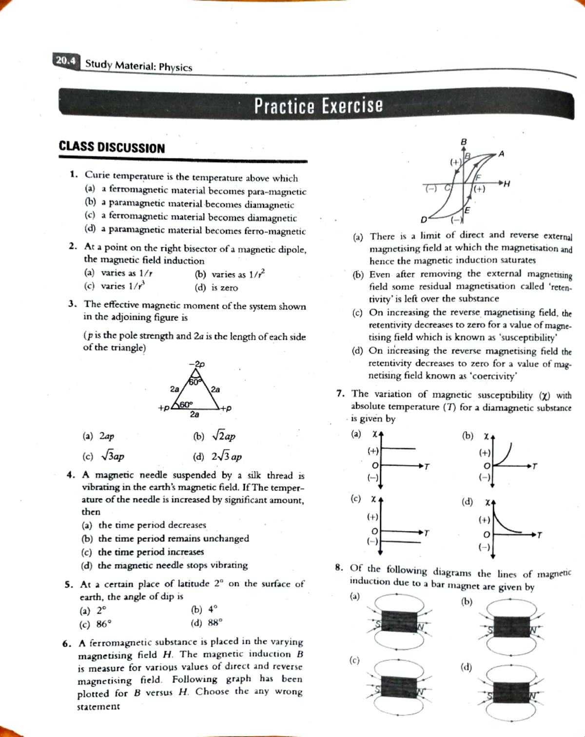 Magnetism and matter practice questions - ####### 20 Study Material ...