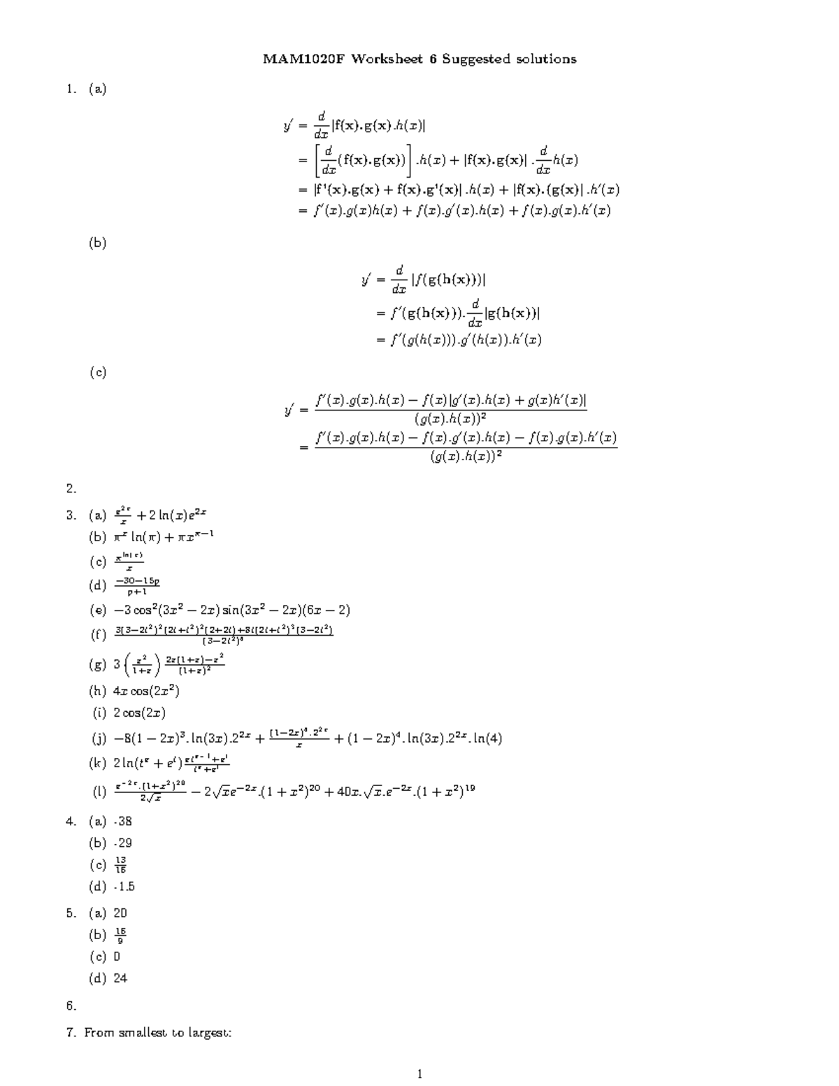 MAM1020F Worksheet 6 Solution - MAM1020F Worksheet 6 Suggested ...