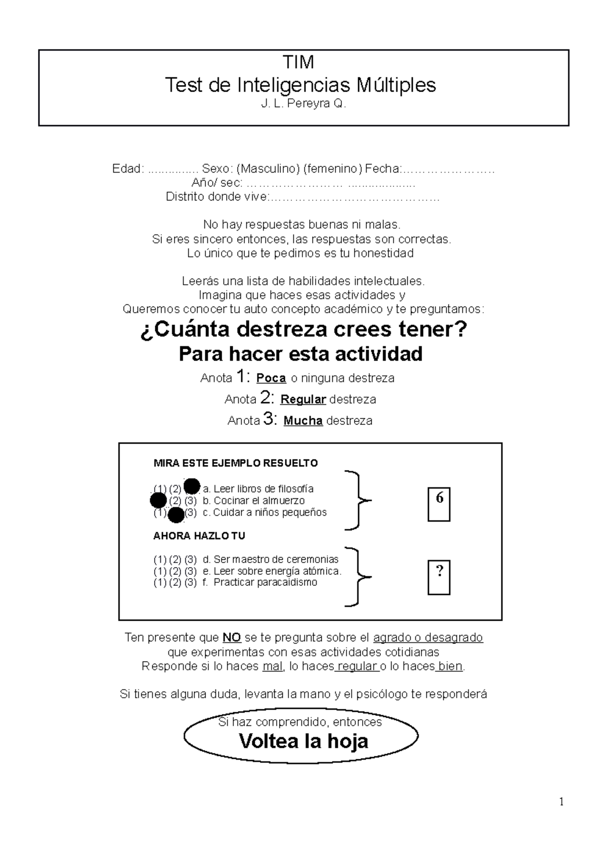 TIM de Pereyra TEST - asdv - TIM Test de Inteligencias Múltiples J. L ...