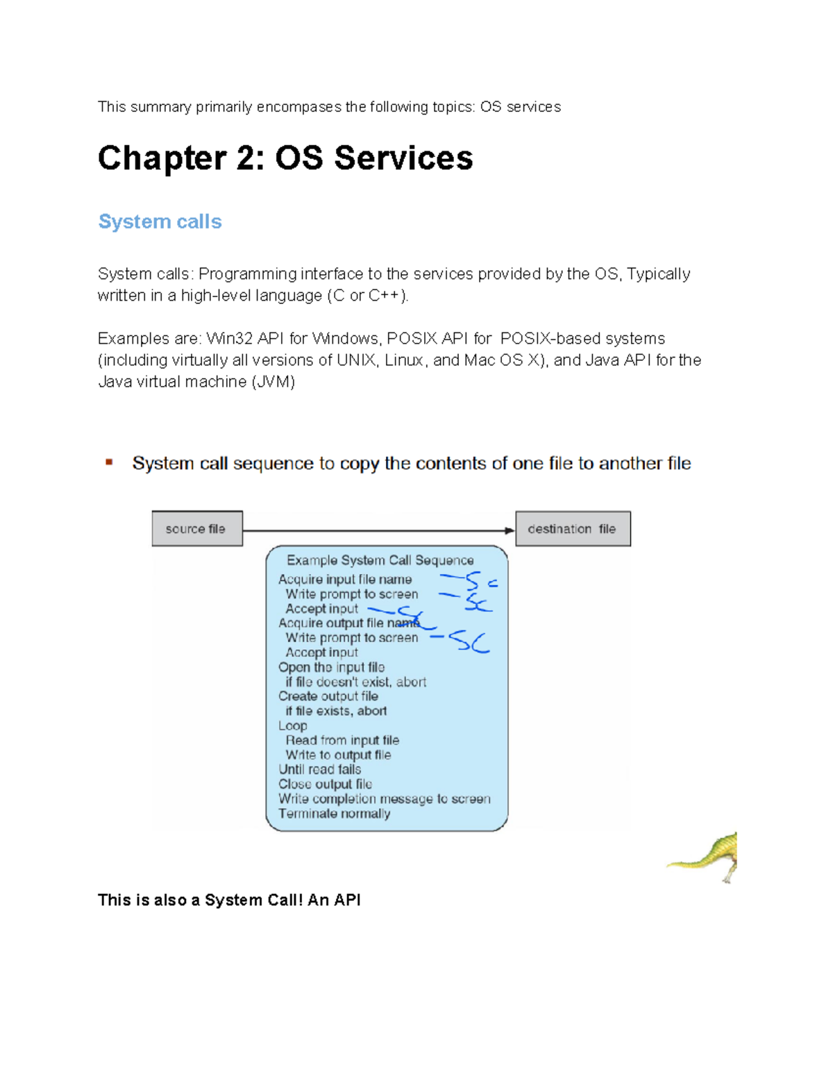 Chapter 2 OS Services Summary - This summary primarily encompases the ...