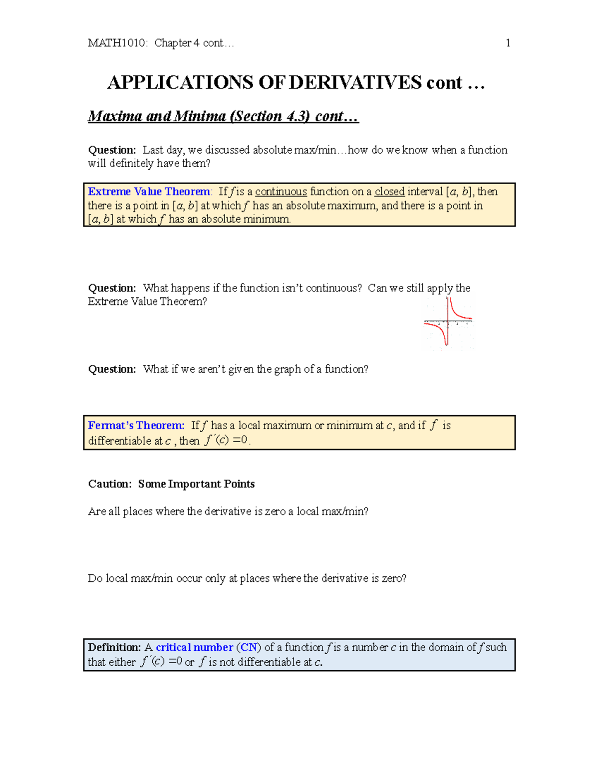 Mod6b maxminmvt - Lecture notes 10 - APPLICATIONS OF DERIVATIVES cont ...