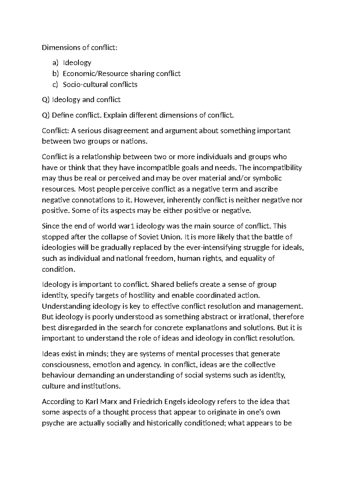 Dimensions of conflict - Explain different dimensions of conflict ...