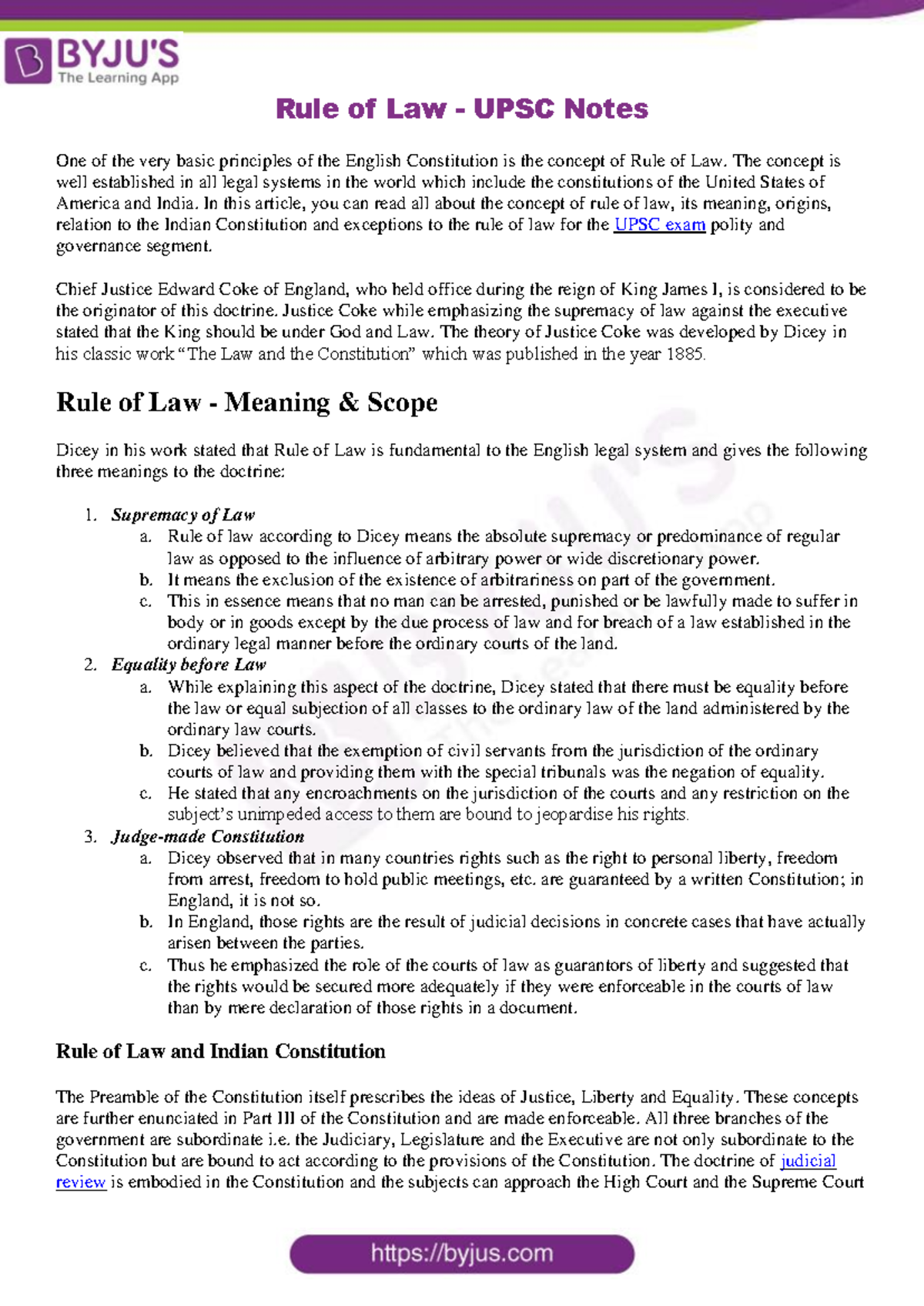 Rule-of-Law - brief notes on rule of law - Rule of Law - UPSC Notes One ...