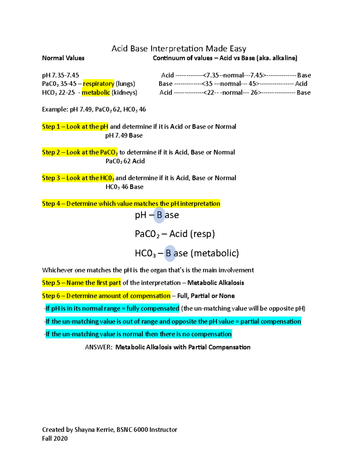 Acid Base Interpretation Made Easy - alkaline) pH 7.35-7 Acid - - Base ...