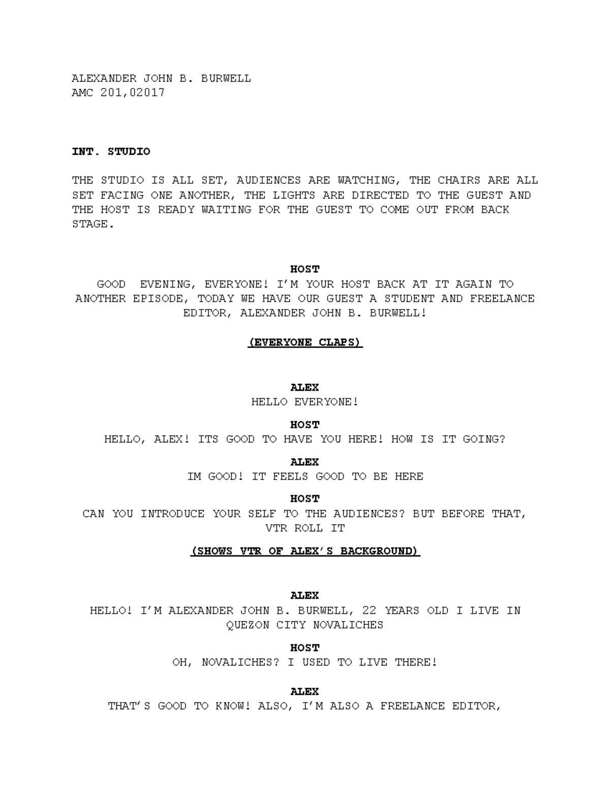 CommunicationCommunication - ALEXANDER JOHN B. BURWELL AMC 201, INT ...