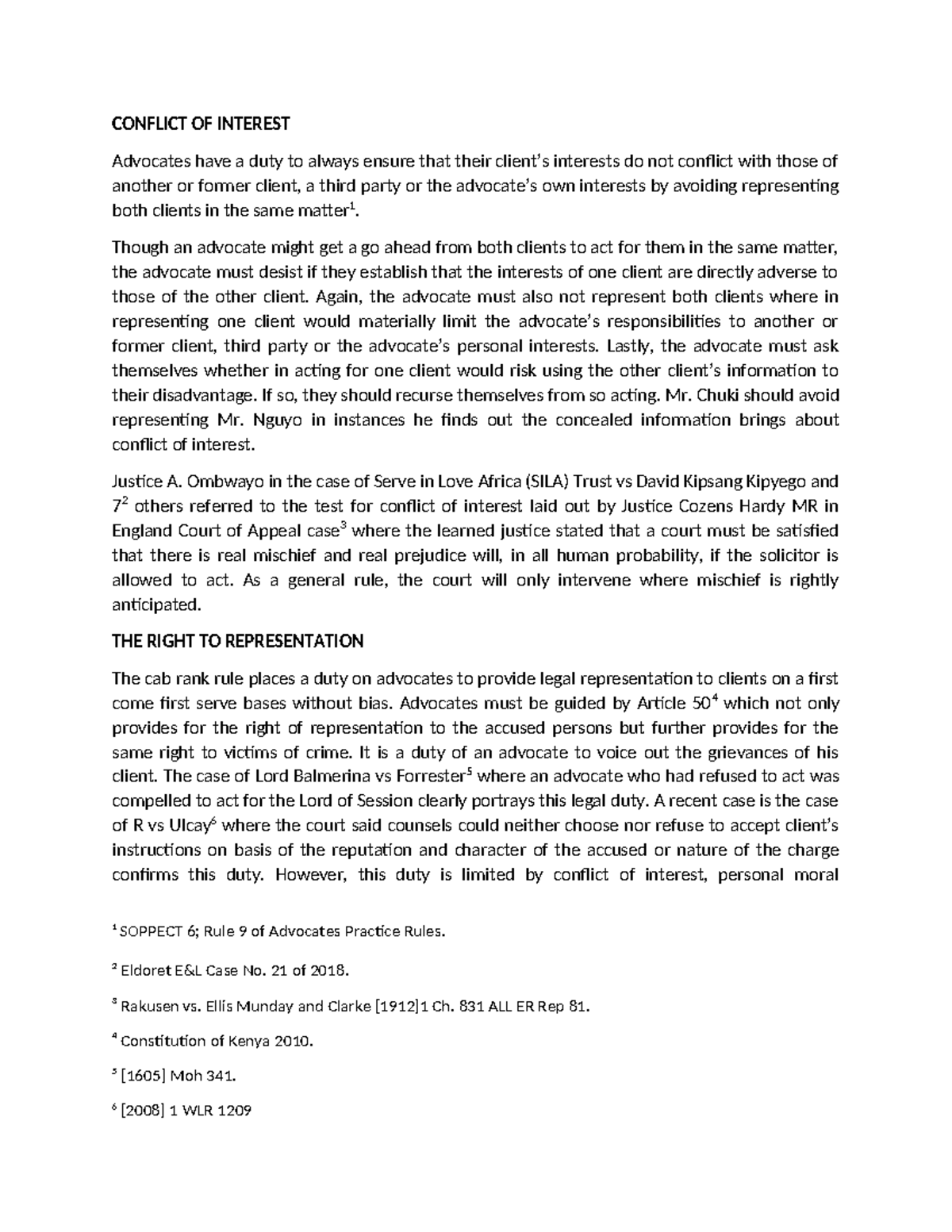 Conflict OF Interest - CONFLICT OF INTEREST Advocates have a duty to ...