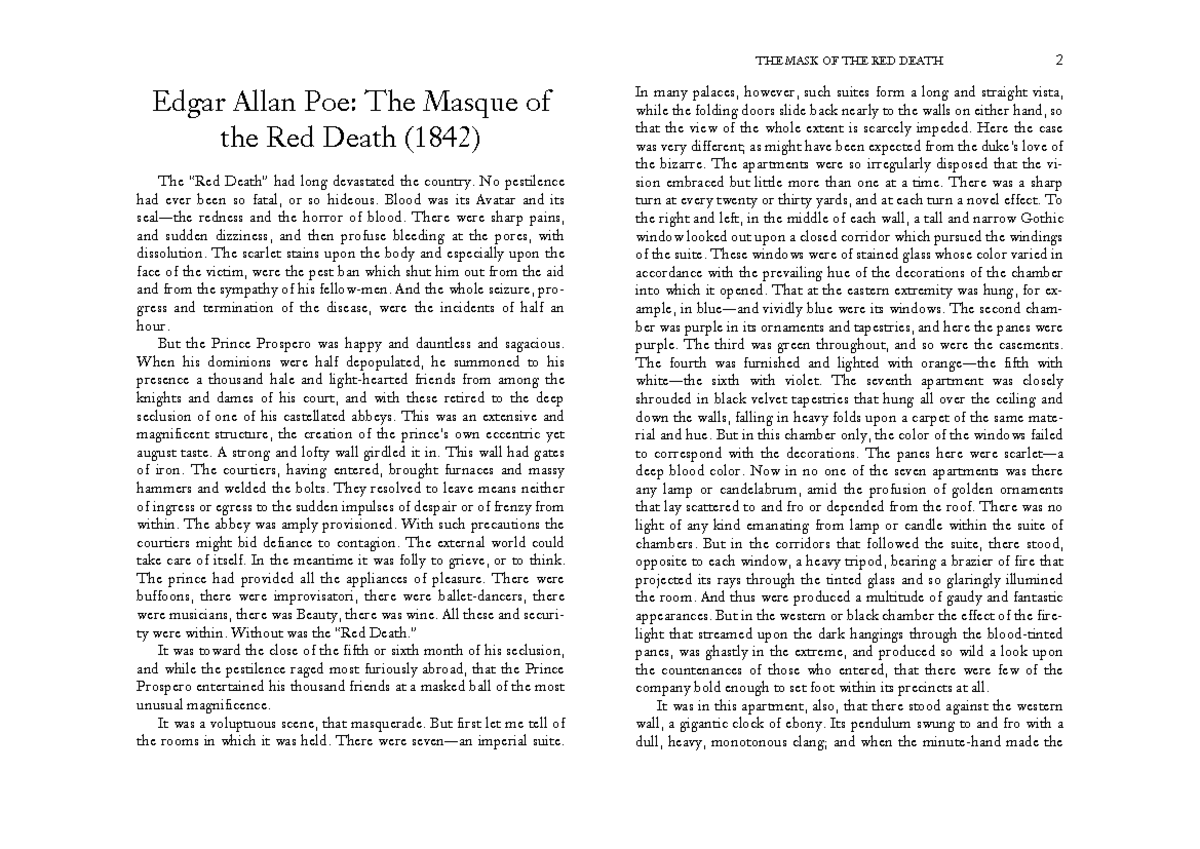 Pdf Masque - lon - Edgar Allan Poe: The Masque of the Red Death (1842 ...