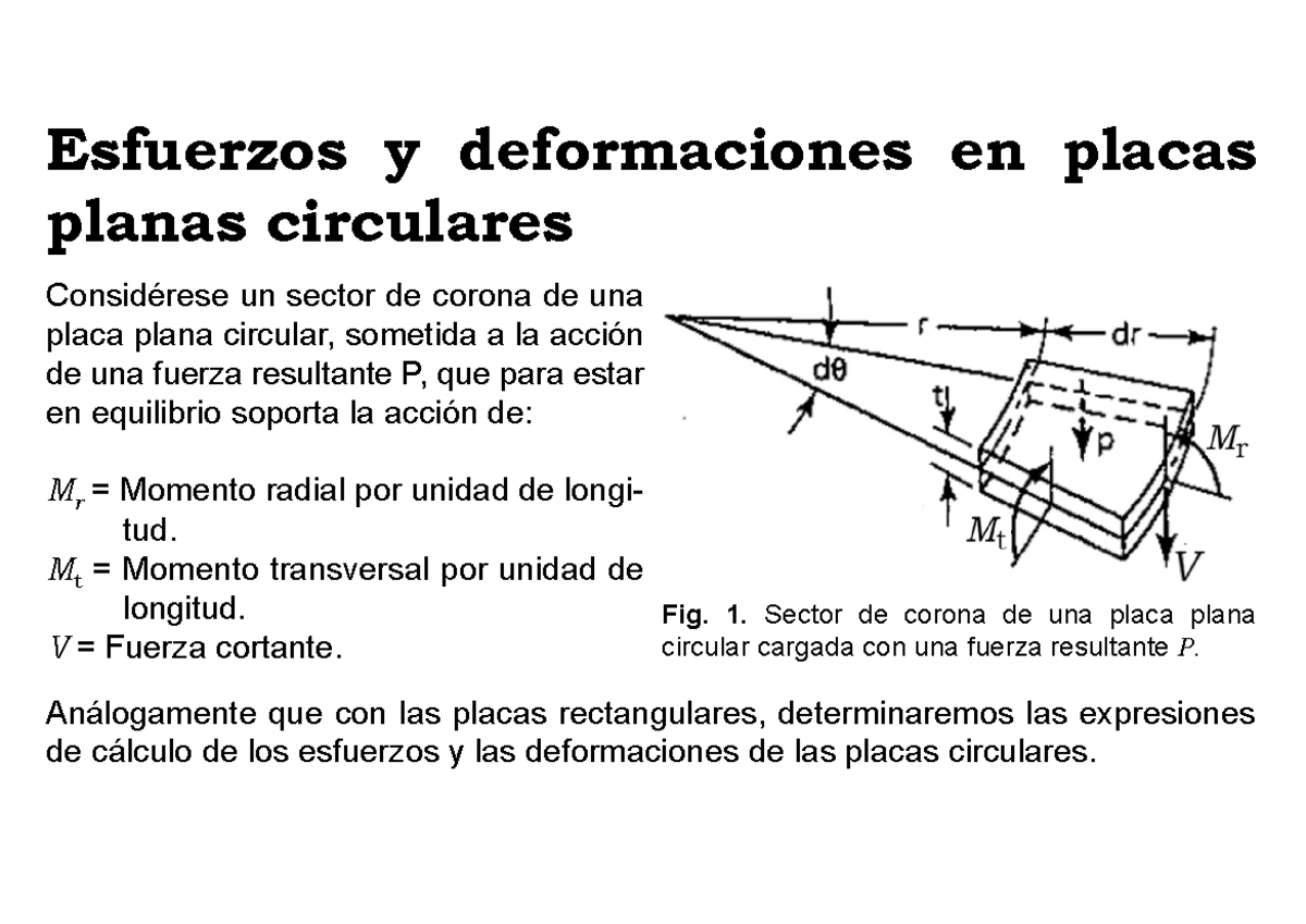 Teoria - Placas Circulares - Esfuerzos y deformaciones en placas planas ...