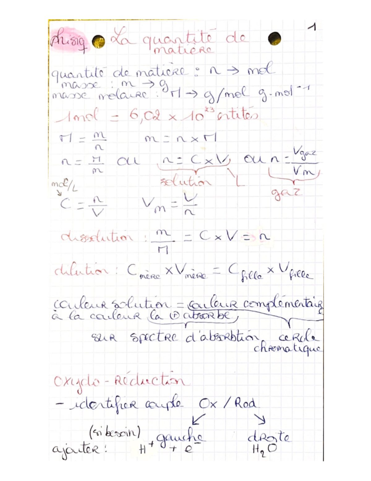 Quantité de matière - partie 1 - Physique-chimie - Studocu