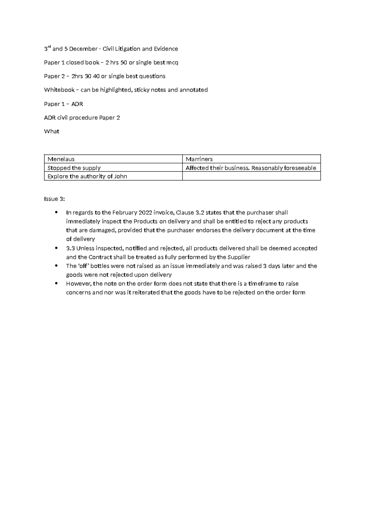 Civil Litigation and Evidence Workshop 1 - 3 rd and 5 December - Civil ...