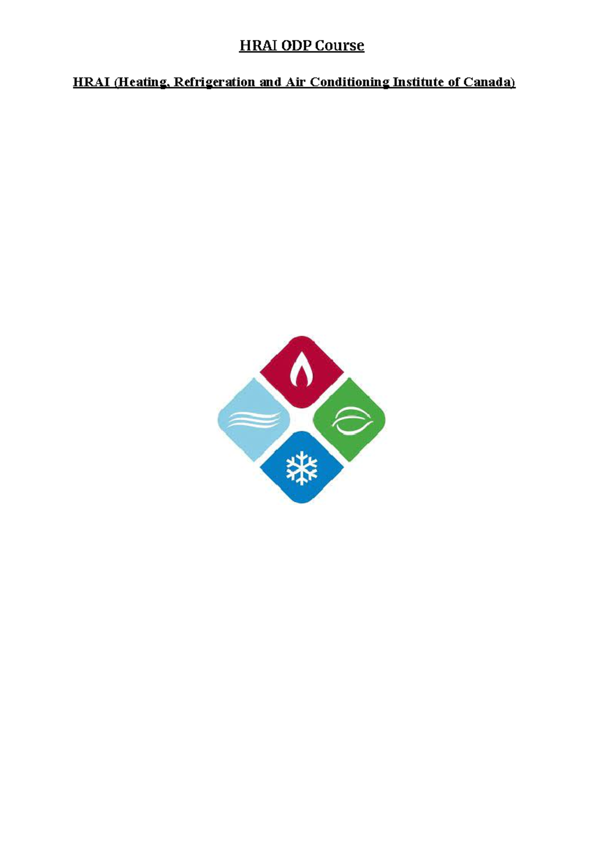 HRAI ODP Lecture Notes - HRAI ODP Course HRAI (Heating, Refrigeration ...