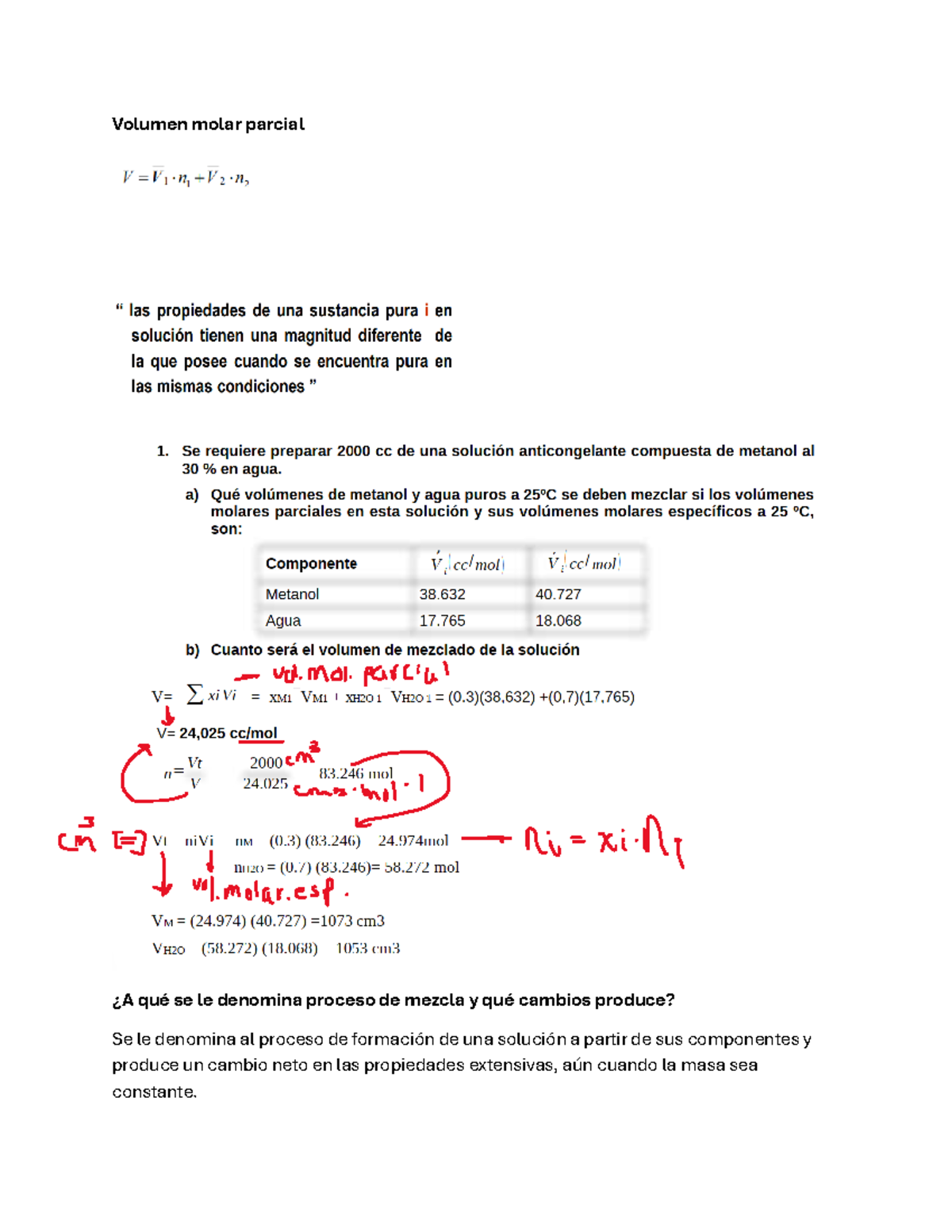 Volumen molar parcial - apuntes - Volumen molar parcial ¿A qué se le ...