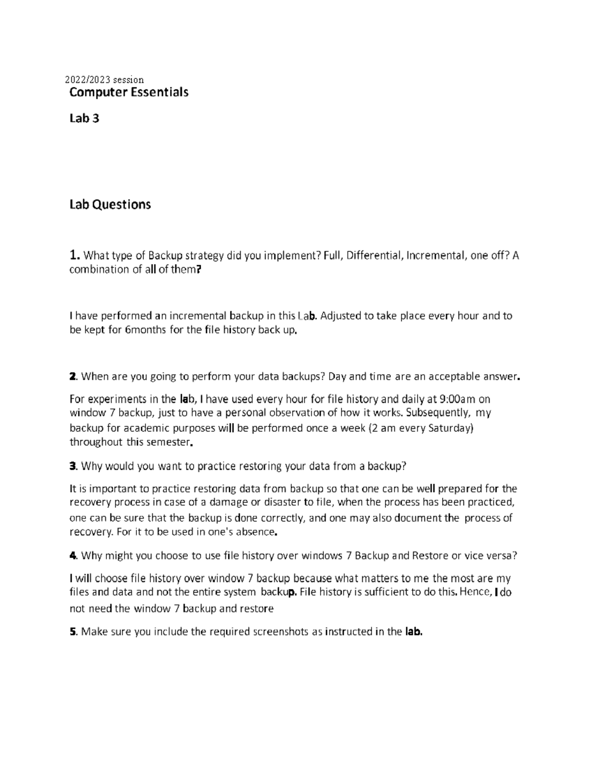 Computer Essentials Lab3 - CST 8101 - 2022/2023 session - Studocu