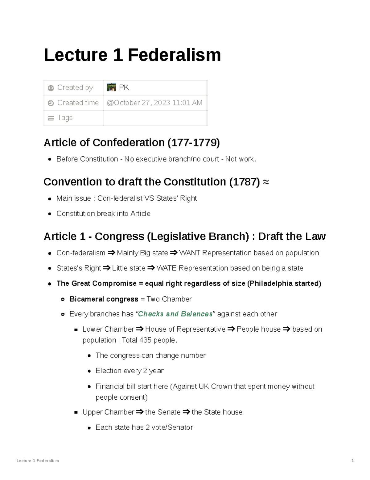 Lecture 1 Federalism - Introduction to American Legal system for ...
