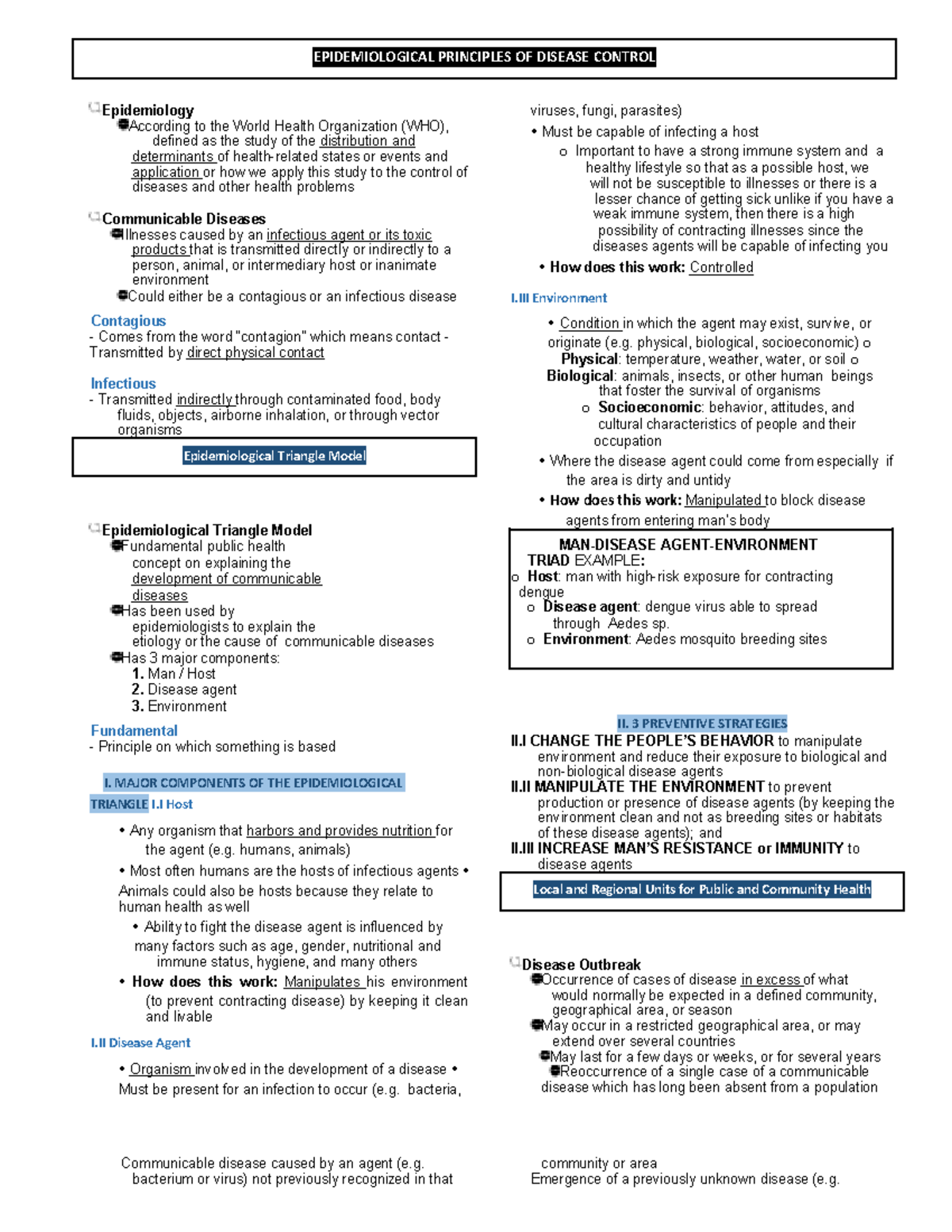 Health CARE Epidemiological Principles OF Disease Control ...