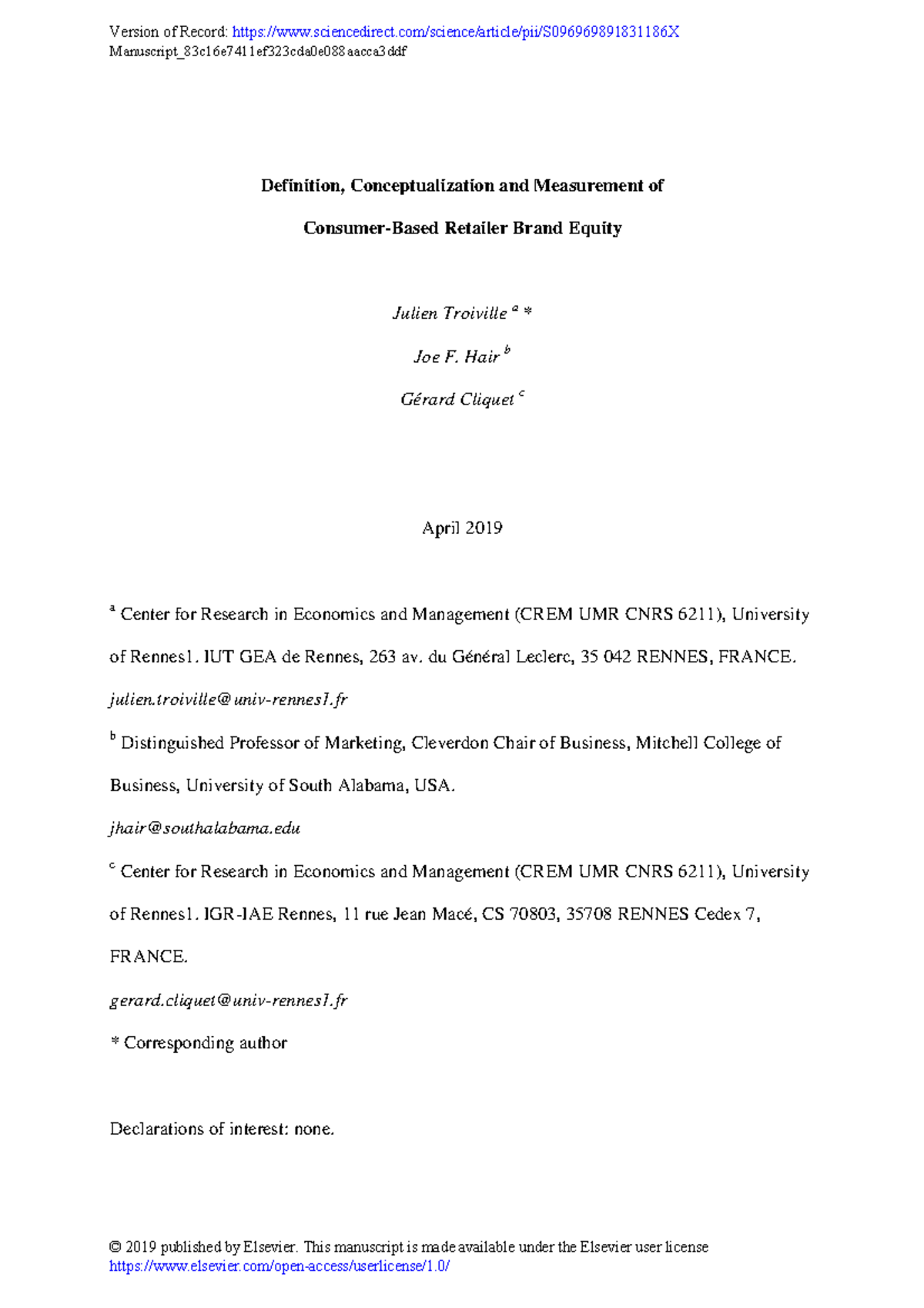 1-s2 - dfsaf - Definition, Conceptualization and Measurement of ...