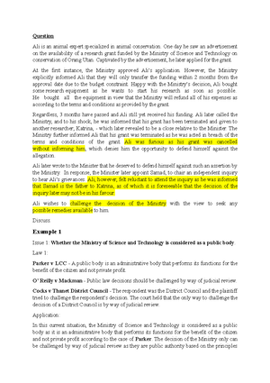 Ouster Clause - 1. Citing examples, explain what an ‘ouster clause’ is ...