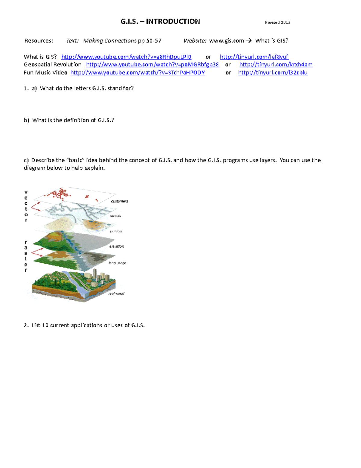 GIS - An Introduction - Worksheet-2 - G.I. – INTRODUCTION Revised 2013 ...