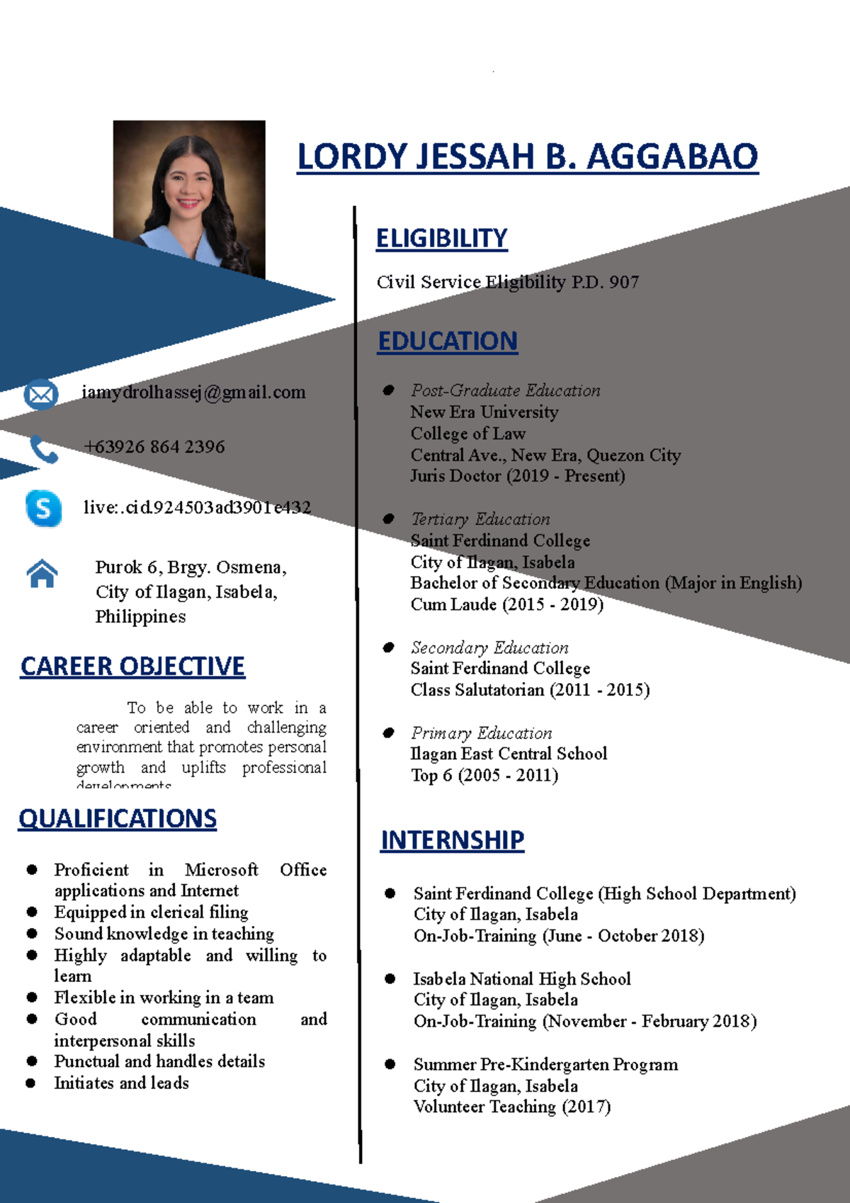 Sample Template for Curriculum Vitae - Education - Studocu
