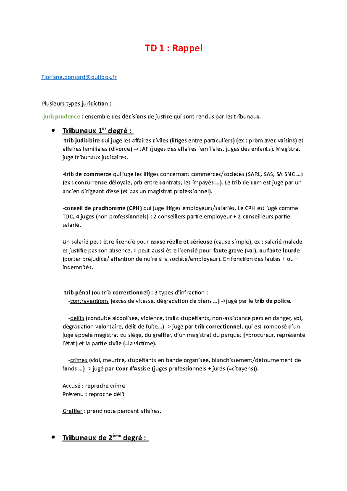 TD 1 - TD de comptabilité analityque niveau L2 à l'IAE section MSH. - TD 1 : Rappel Floriane ...