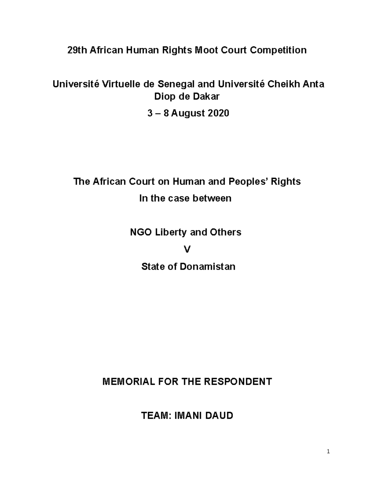 THE Memorial FOR THE Respondent - 29th African Human Rights Moot Court ...