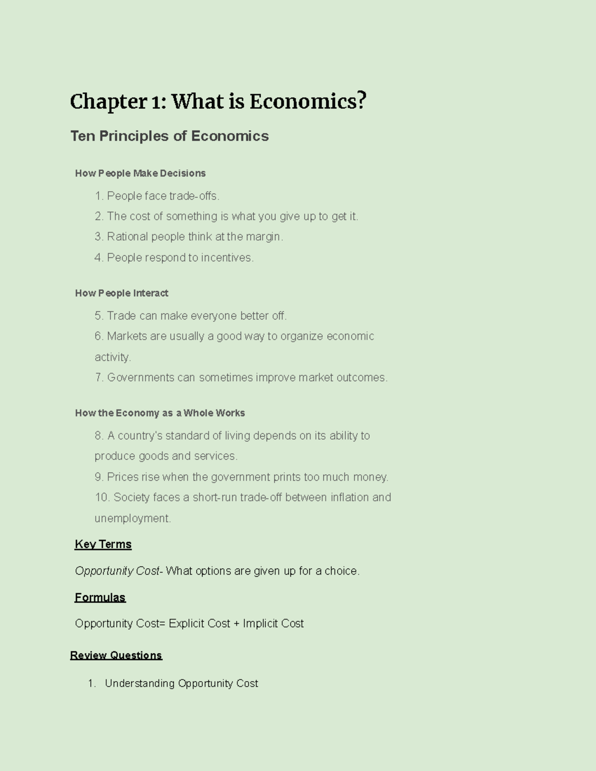 UCF Macroeconomics Study Guide Ch. 1-15 - Chapter 1: What is Economics ...