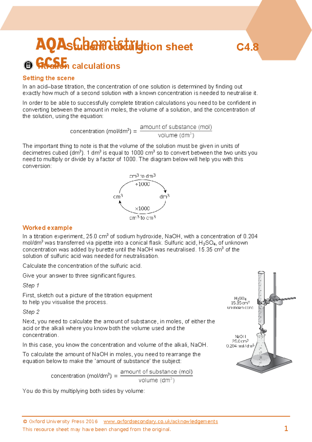 Titration calculations SS - Titration calculations Setting the scene In ...