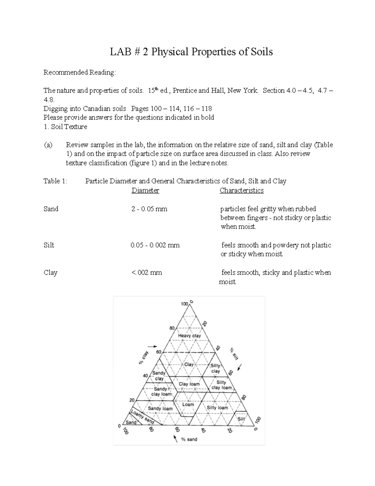 Soil science lab 2 - free - LAB # 2 Physical Properties of Soils ...
