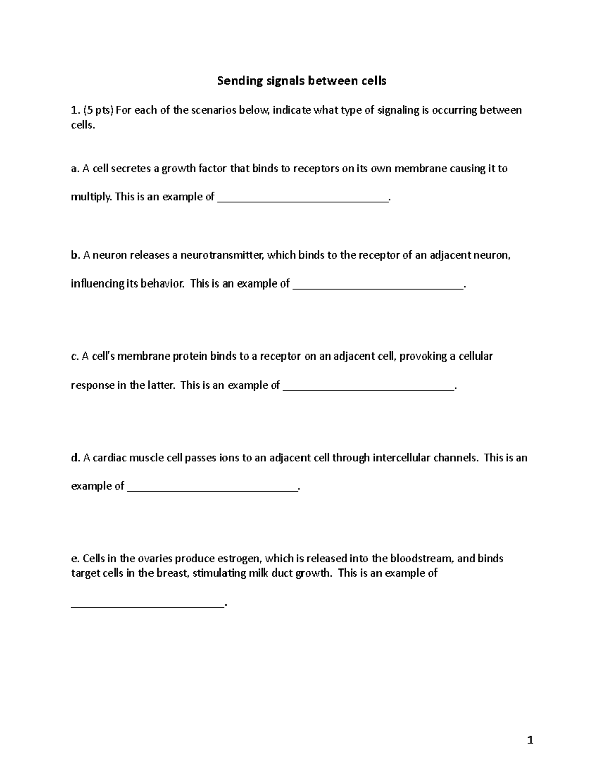 9 Cell signaling-1 - CH. 9 cell signaling worksheet - Sending signals ...
