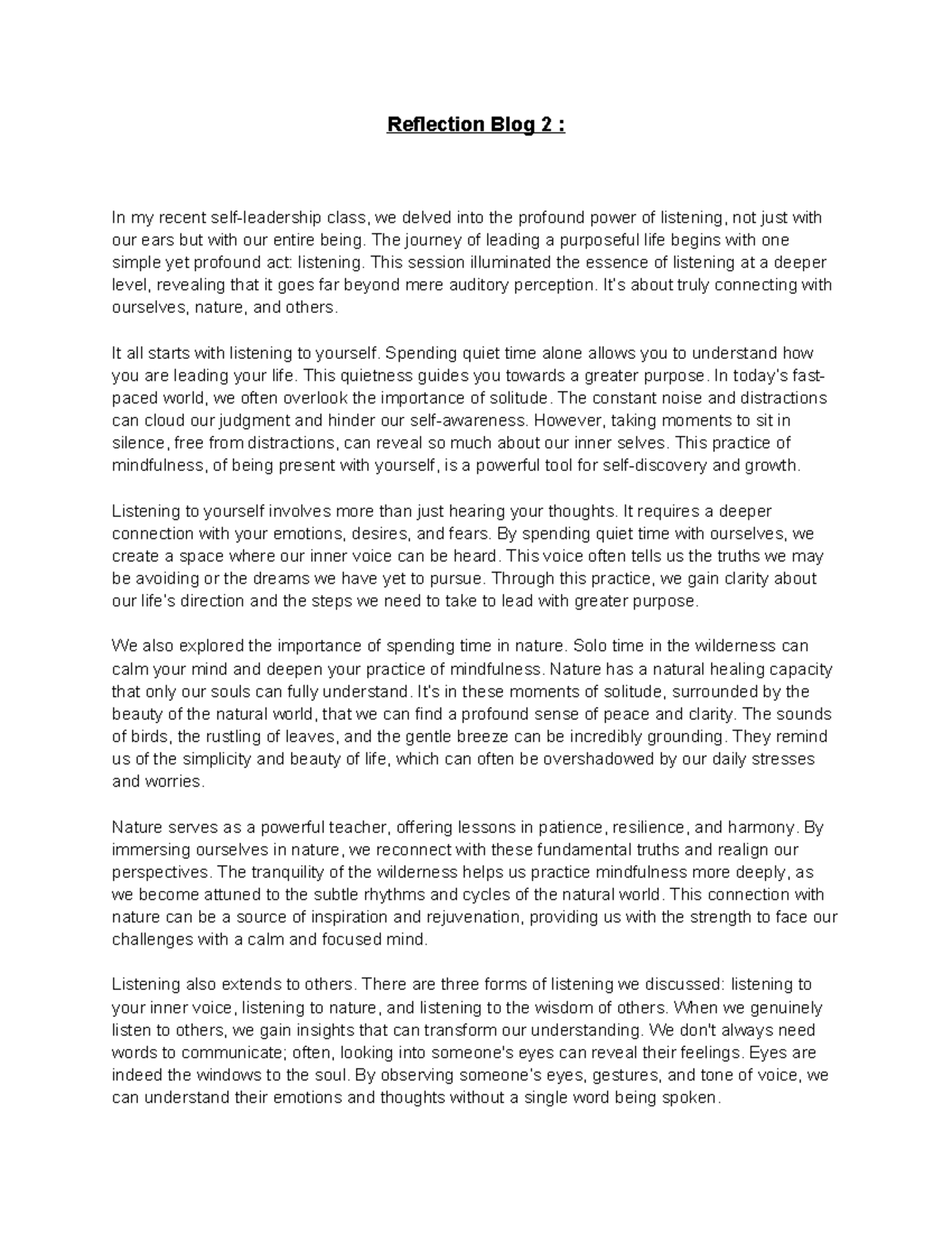 Reflection Blog 2 - life - Reflection Blog 2 : In my recent self ...