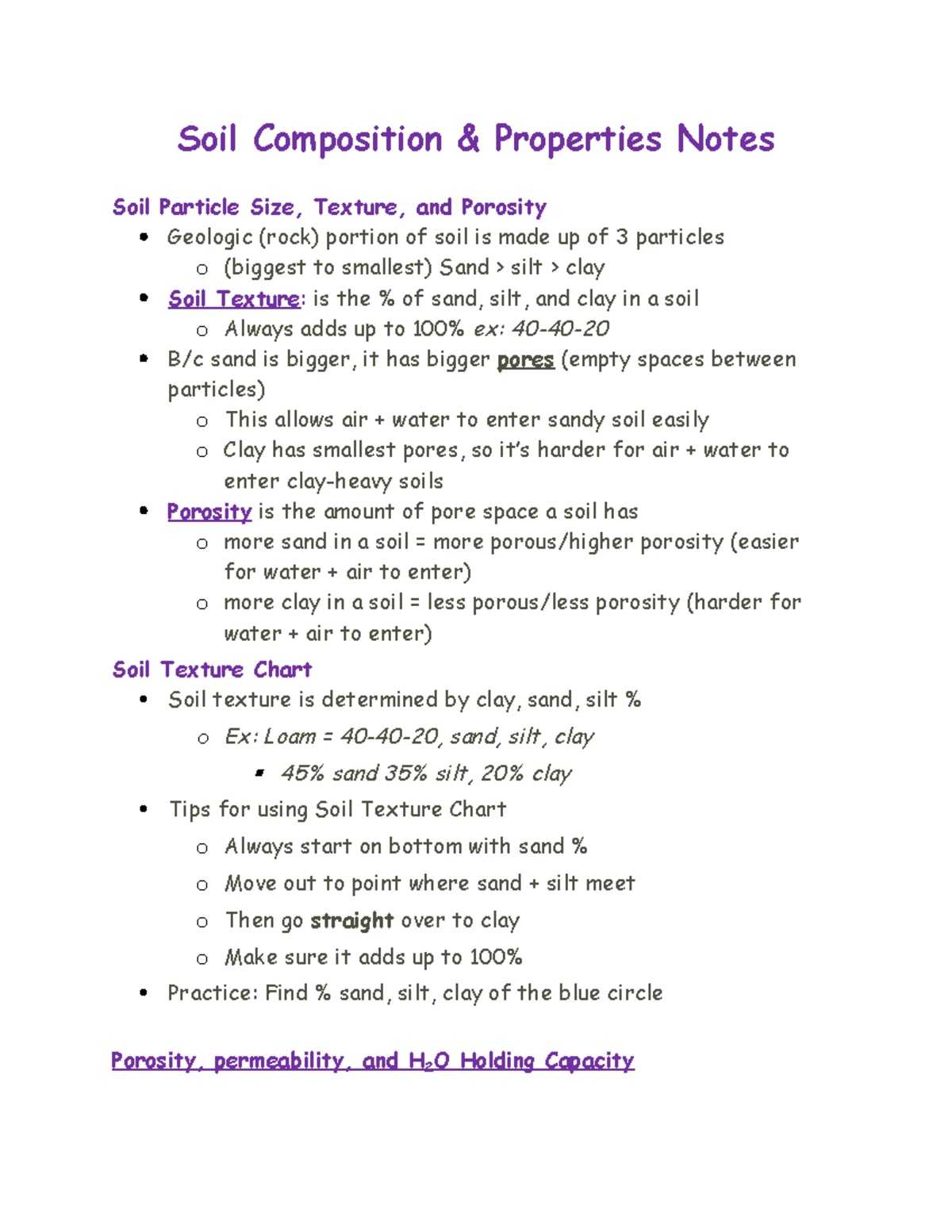Soil Composition Notes - Soil Composition & Properties Notes Soil ...