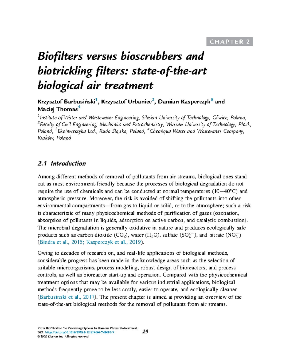 Biofilters versus bioscrubbers and biotrickling filters state of the ...