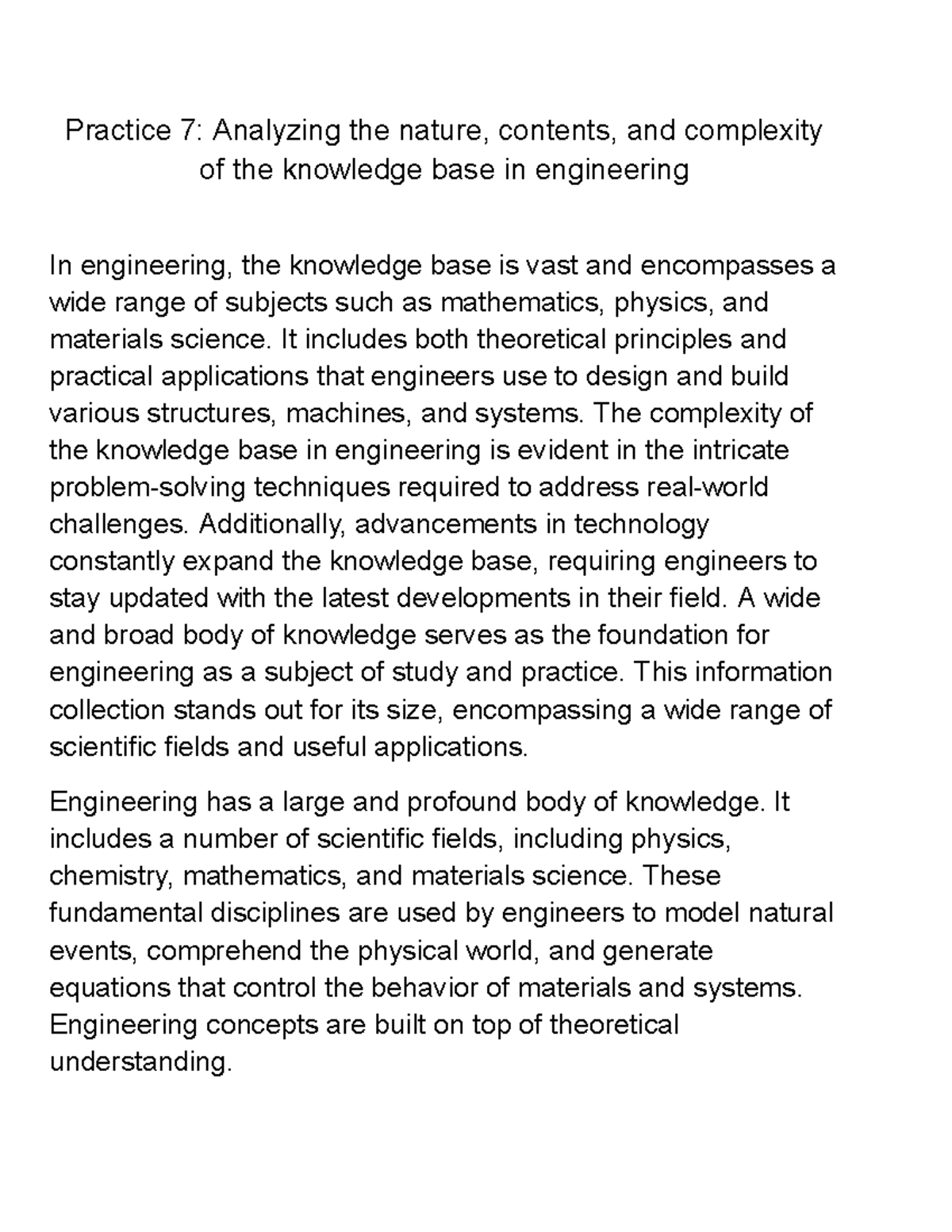Practice 7 Analyzing the nature, contents and complexity of the ...