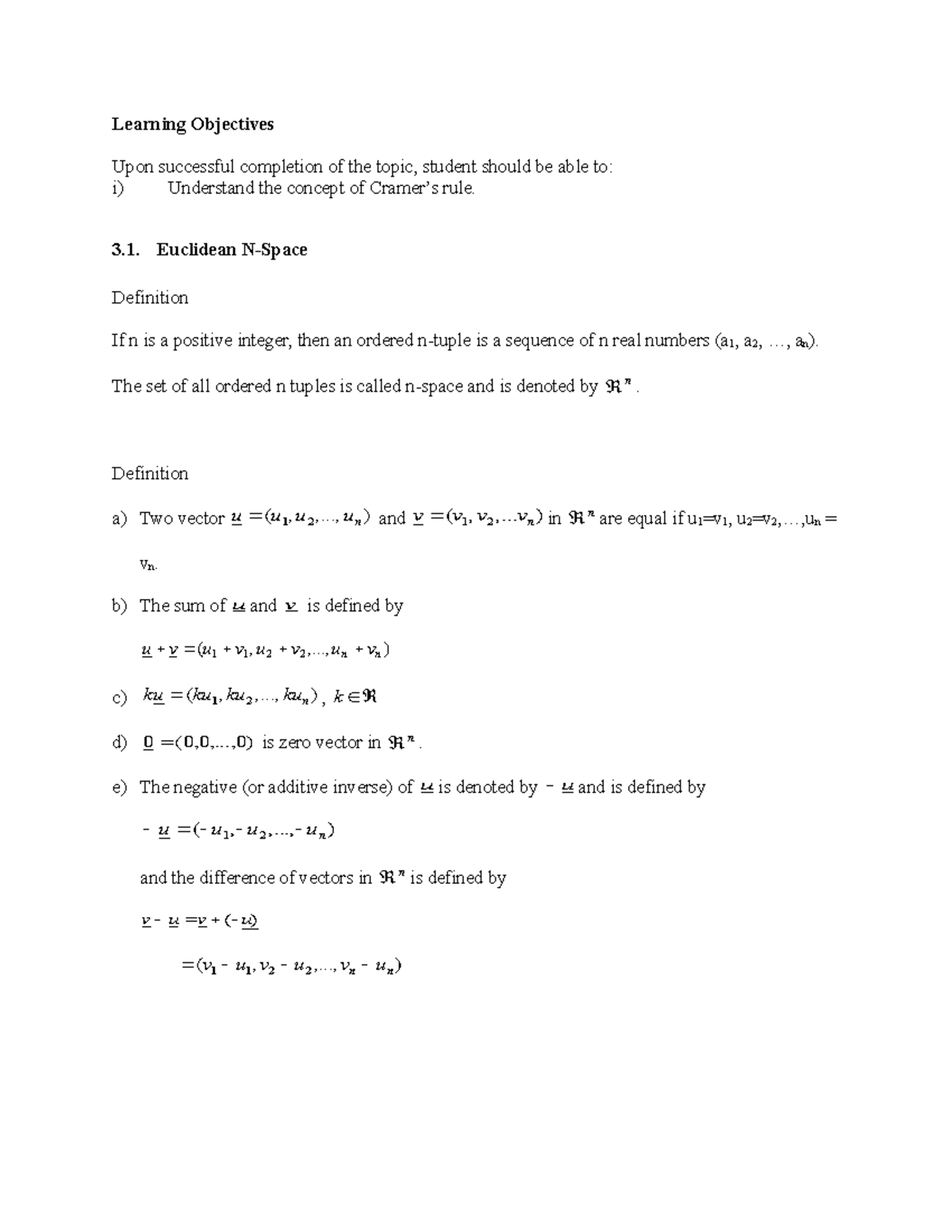 Chapter 3 - Lecture notes 3 - Learning Objectives Upon successful ...