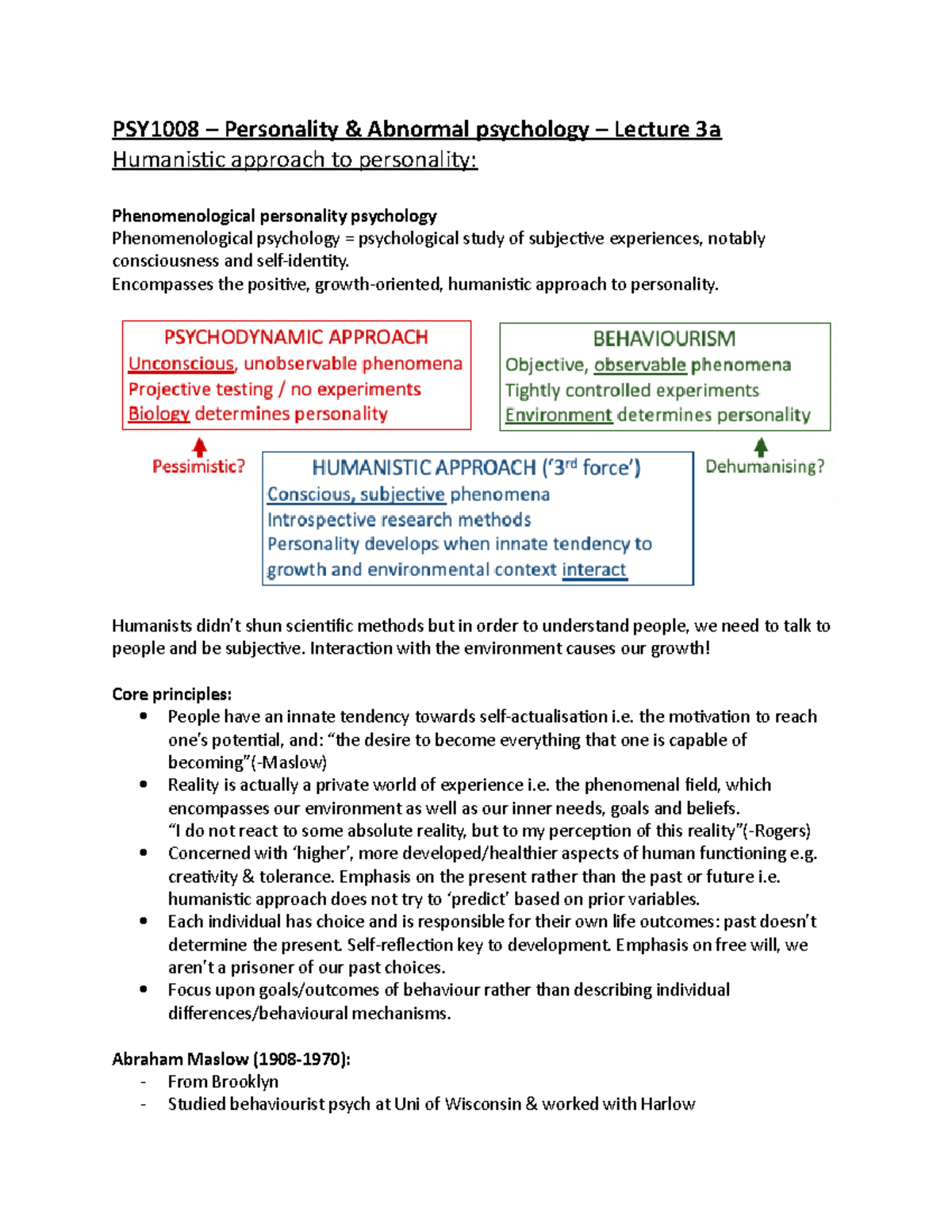 PSY1008 - per&ab - lecture 3a - PSY1008 – Personality & Abnormal ...