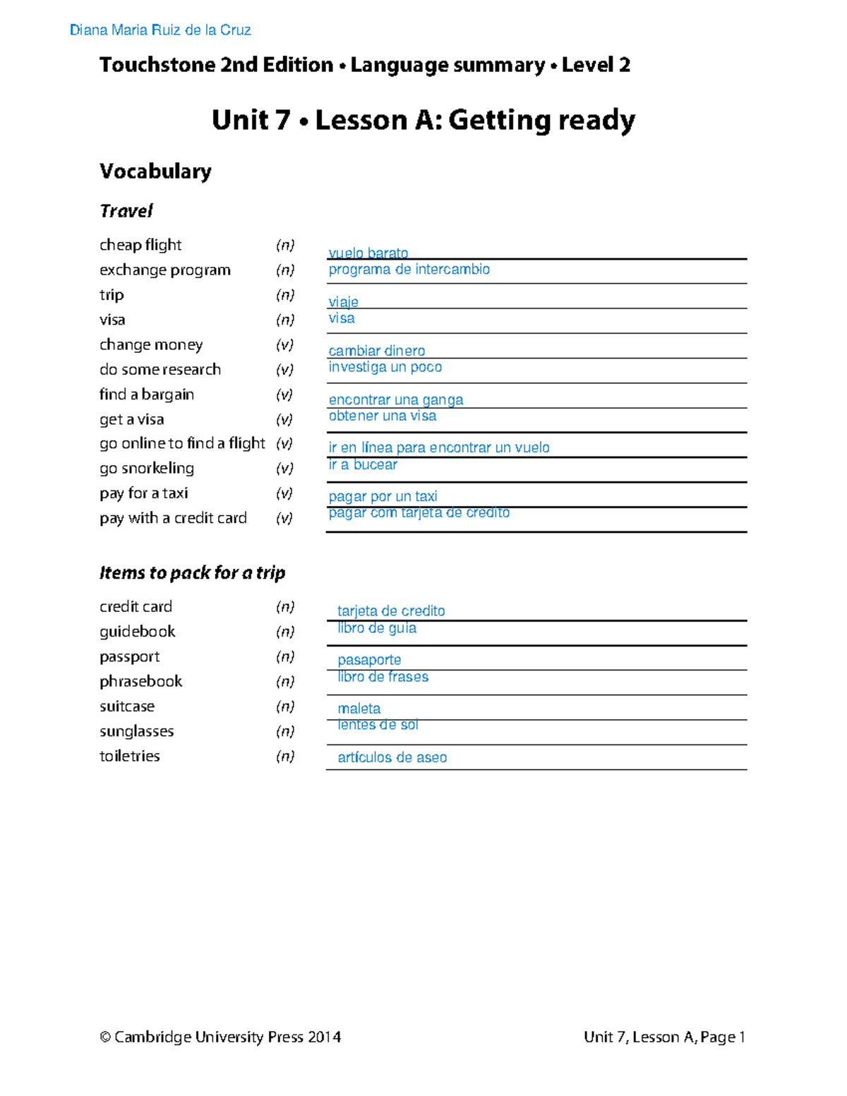 Unit 7 Lesson A - jsiufdiweuiwd - Touchstone 2nd Edition • Language ...