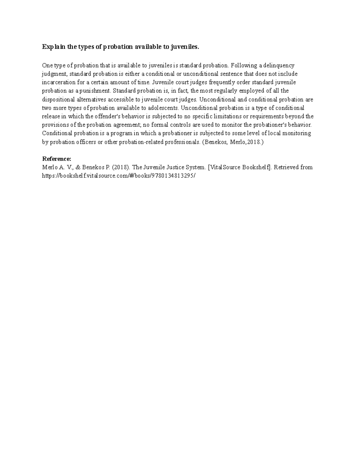 Lesson 11 - This assignment explains the types of probation available ...