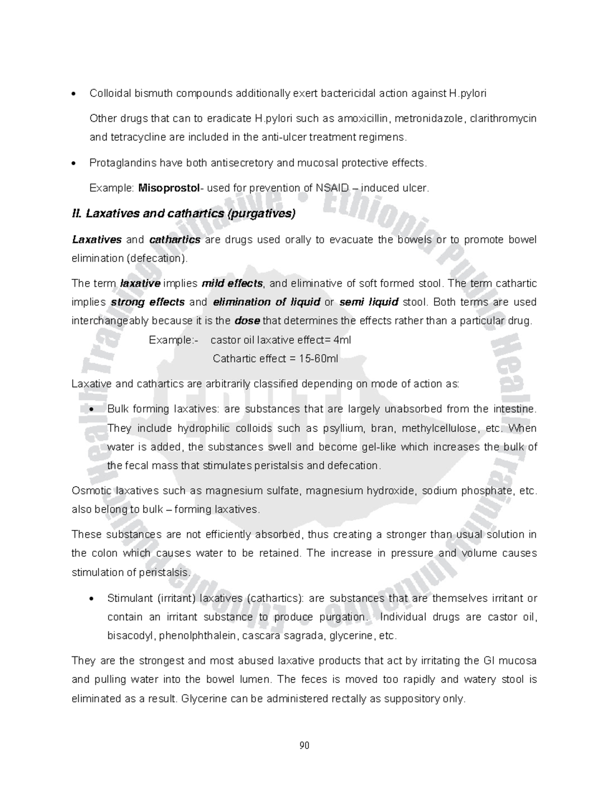 pharmacology -Laxatives and cathartics -purgatives - 90 Colloidal ...